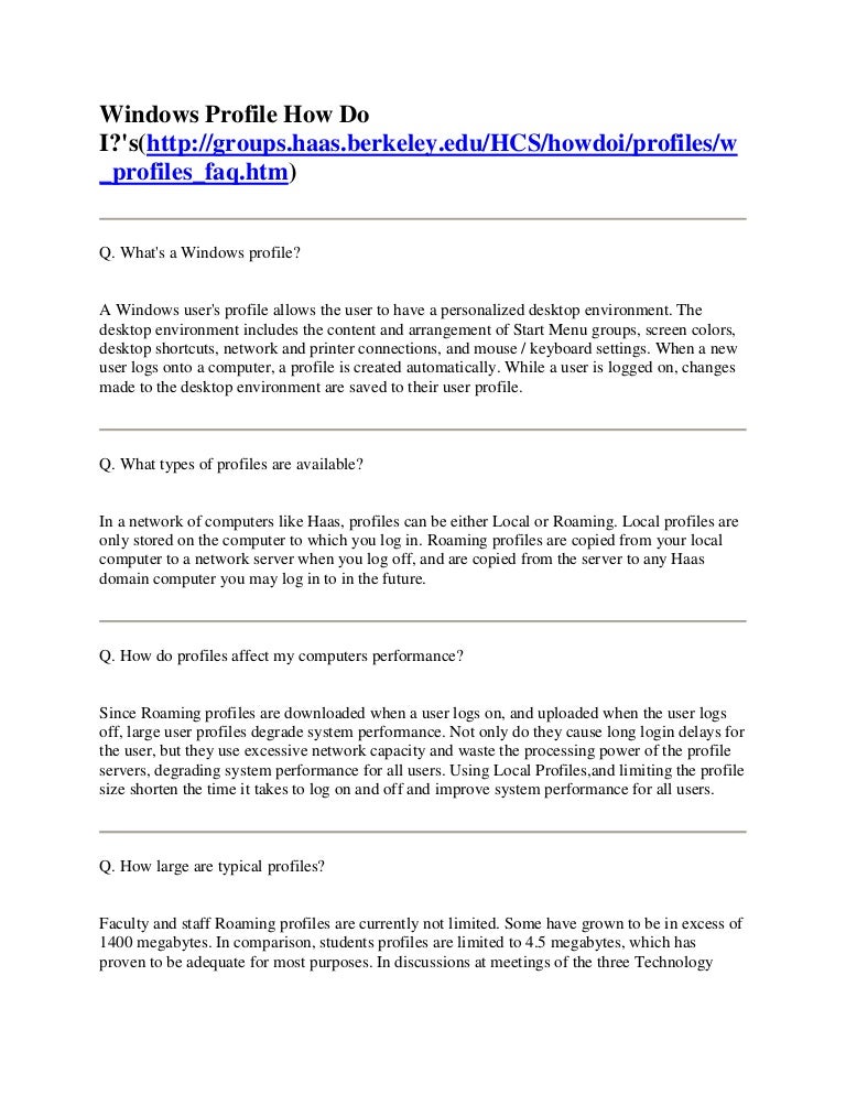 Windows profile how do i