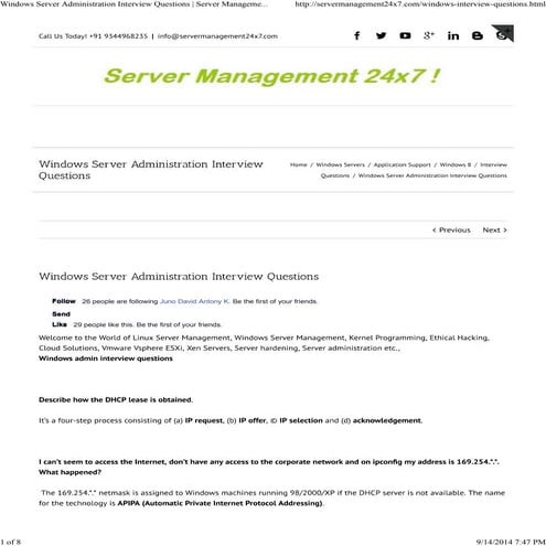 Windows server administration interview questions server management ...
