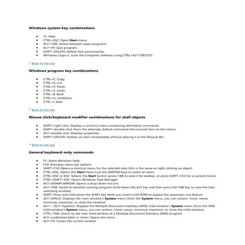 Windows system key combinations | PDF