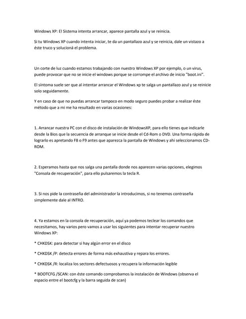 Reparar boot arranque windows xp | DOCX