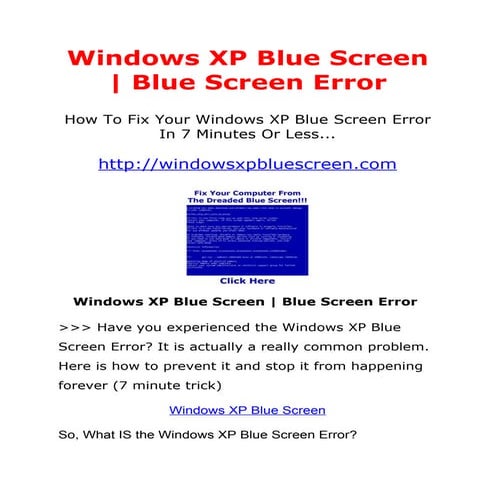 Windows XP Blue Screen