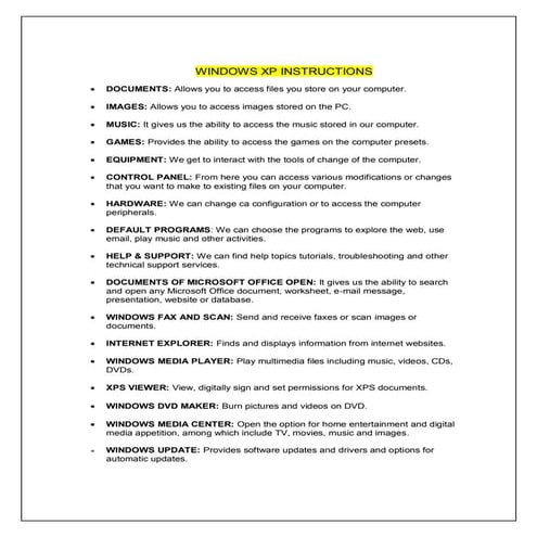 Windows xp instructions | PDF