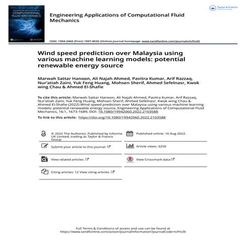 Wind speed prediction over Malaysia using various machine learning ...