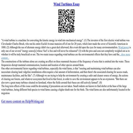 Wind Turbines Essay | PDF