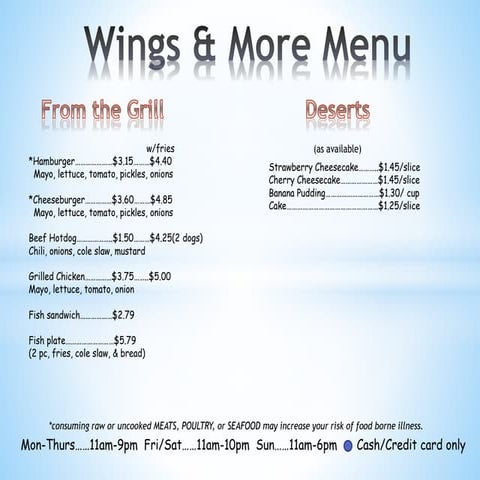 Wings & more menu2 | PPTX