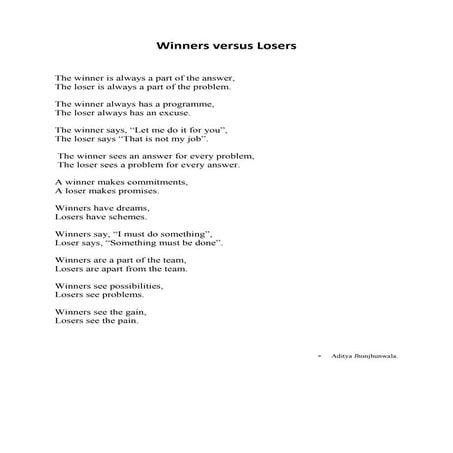 Winners versus losers poem | PDF