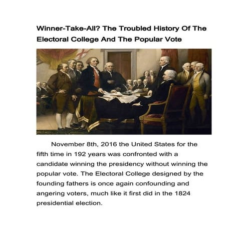 Winner-Take-All? The Troubled History Of The Electoral college And The ...