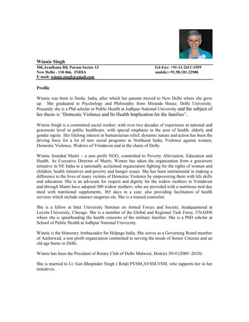 Winnie Singh, Executive director at Maitri