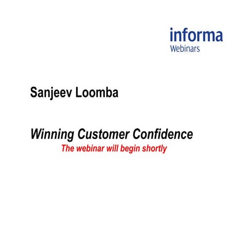 Webinar: Winning customer confidence | PDF