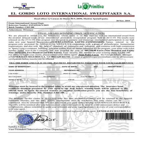 Winning notification | PDF