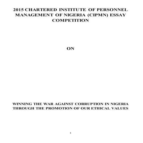 Winning the War Against Corruption in Nigeria through the Promotion of our Ethical Values | PDF