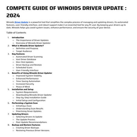 Winoids Driver Updater Reviewers Guide 2024 | PDF