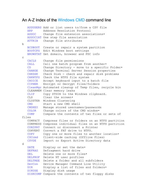 Windows command line_sheet_v1 | PPT