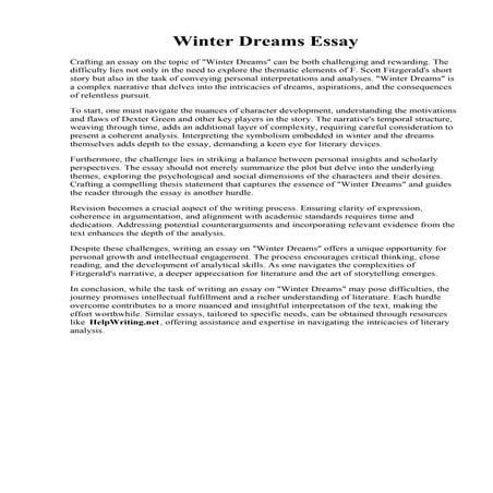 Winter Dreams Essay | PDF