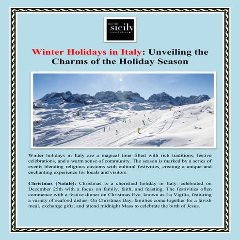 Winter Holidays in Italy: Unveiling the Charms of the Holiday Season | PDF