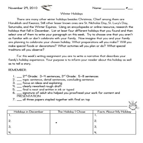 Winter holidays pow 2 | PDF