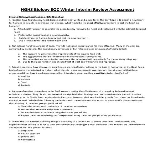Winter interim assessment review test | PDF