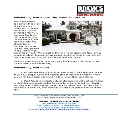 Winterizing Your Home: The Ultimate Checklist | PDF | Home Improvement ...