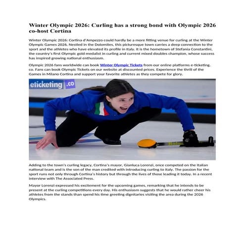 Winter Olympic 2026 Curling has a strong bond with Olympic 2026 co-host ...