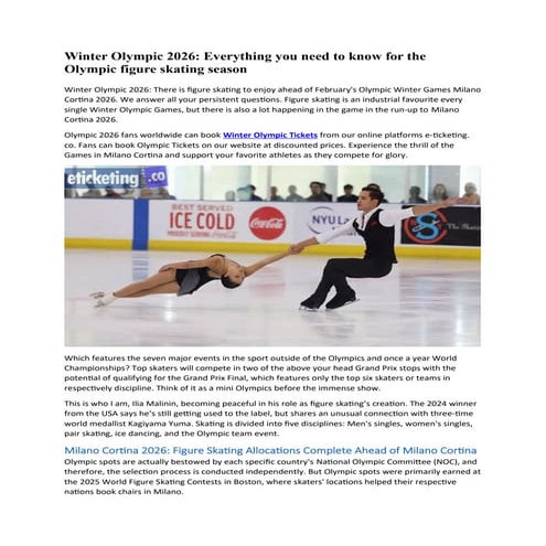 Winter Olympic 2026 Everything you need to know for the Olympic figure ...