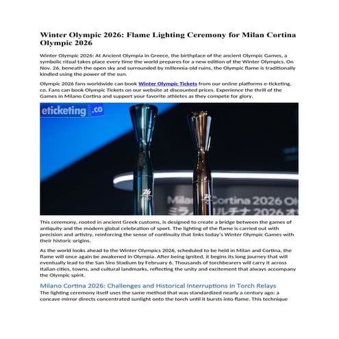 Winter Olympic 2026 Flame Lighting Ceremony for Milan Cortina Olympic ...
