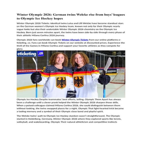 Winter Olympic 2026 German twins Welcke rise from boys’ leagues to ...