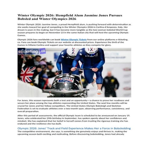 Winter Olympic 2026 Hempfield Alum Jasmine Jones Pursues Bobsled and ...