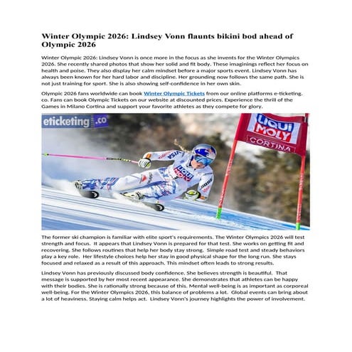 Winter Olympic 2026 Lindsey Vonn flaunts bikini bod ahead of Olympic ...