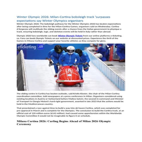 Winter Olympic 2026 Milan-Cortina bobsleigh track 'surpasses ...