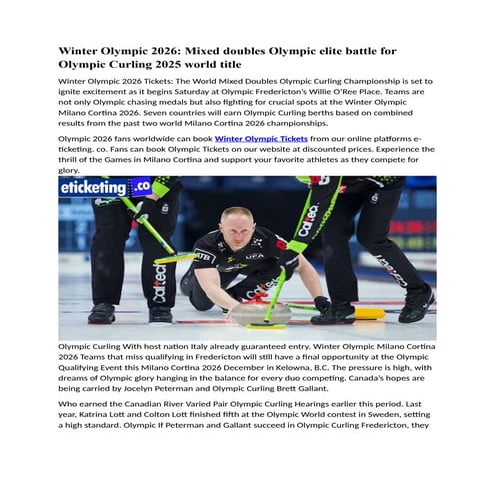 Winter Olympic 2026 Mixed doubles Olympic elite battle for Olympic ...