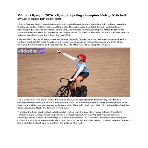 Winter Olympic 2026 Olympic cycling champion Kelsey Mitchell swaps ...