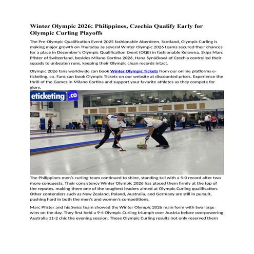Winter Olympic 2026 Philippines, Czechia Qualify Early for Olympic ...