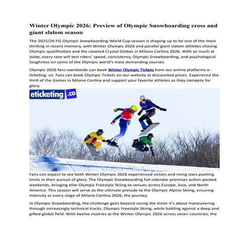 Winter Olympic 2026 Preview of Olympic Snowboarding cross and giant ...