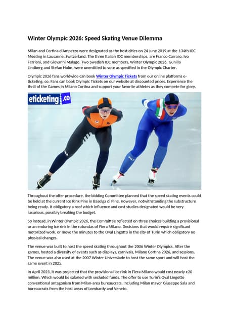 Winter Olympic Milano Cortina 2026 Paris Reflects Effect Planning | PDF