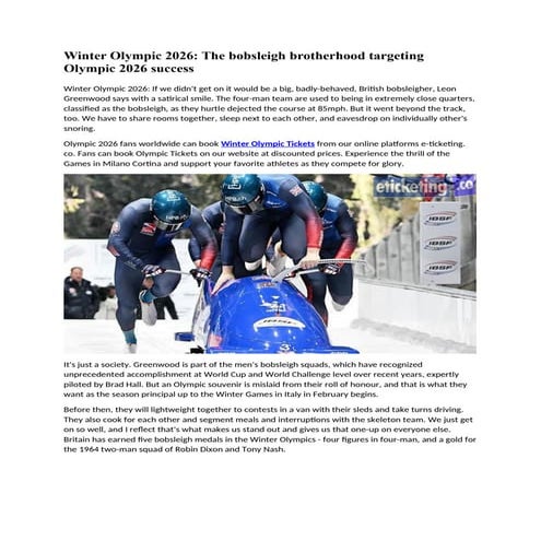 Winter Olympic 2026 The bobsleigh brotherhood targeting Olympic 2026 ...