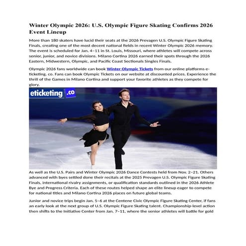 Winter Olympic 2026 U.S. Olympic Figure Skating Confirms 2026 Event ...