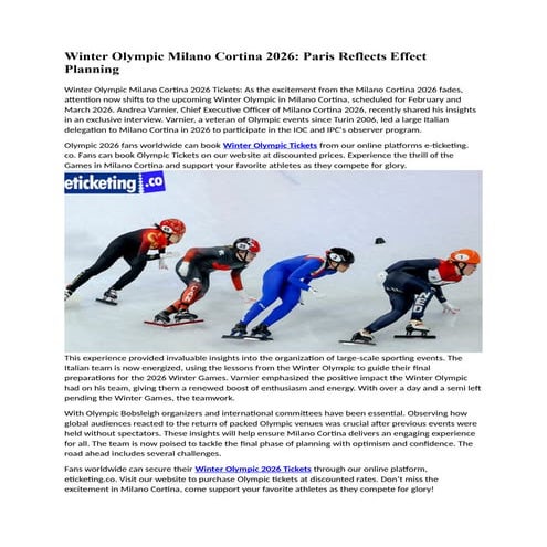 Winter Olympic Milano Cortina 2026 Paris Reflects Effect Planning ...