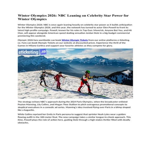 Winter Olympics 2026 NBC Leaning on Celebrity Star Power for Winter ...