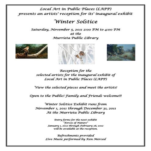 Winter solstice exhibit artist reception invitation | PDF
