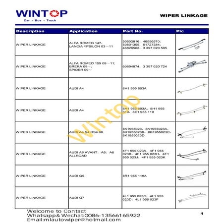 Wintop wiper linkage catalog | PDF