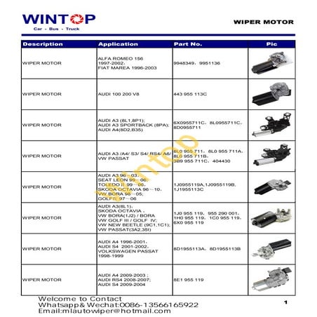 Wintop wiper motor catalog | PDF