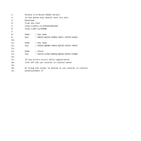 Win zip 17 code | DOC