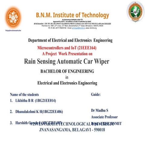 auto matic car wiping system using aurdino | PPT