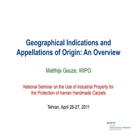 Protection of Geographical Indications - international legal framework ...