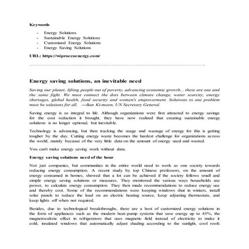 Energy saving solutions, an inevitable need | DOCX