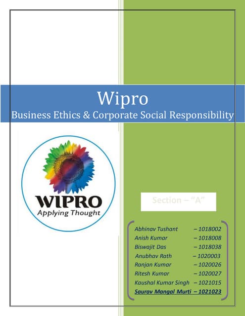 Organisation structure, culture and strategies of wipro | PPT