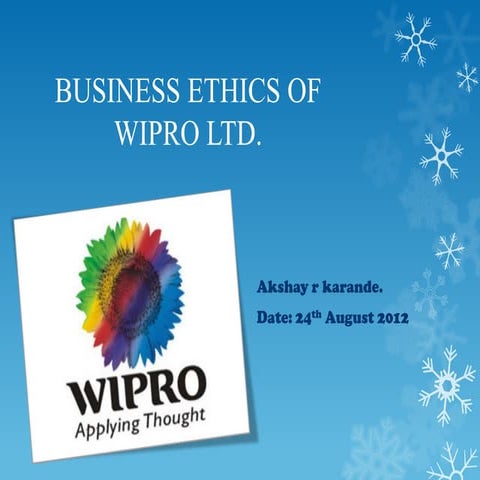 ethical values of wipro | PPTX