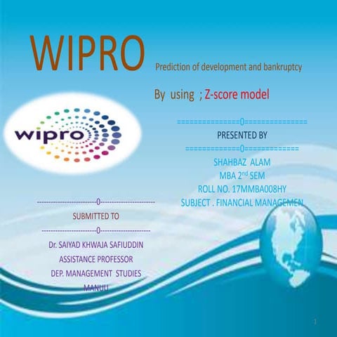 Wipro prediction of development and bankruptcy | PPT