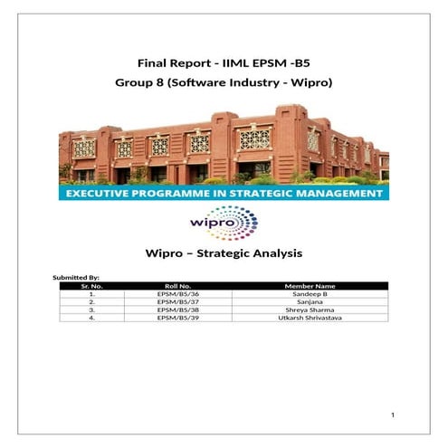 Wipro Strategic Report -IIM Lucknow EPSM Batch 5 | DOCX