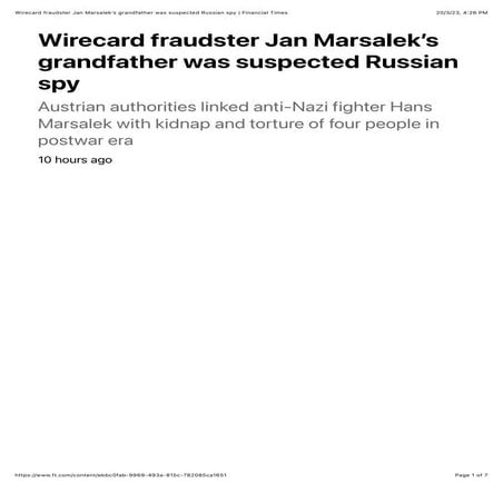 Wirecard fraudster Jan Marsalek’s grandfather was suspected Russian spy ...